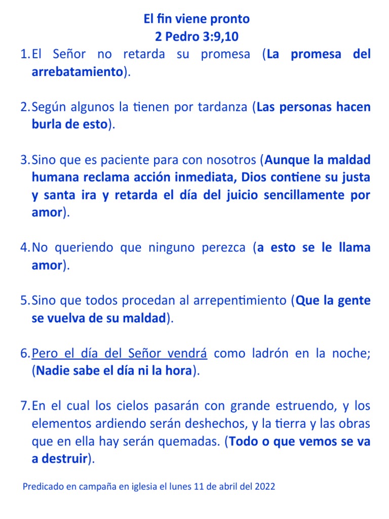 El Fin Viene Pronto | PDF