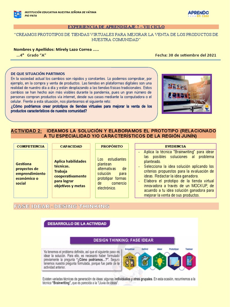 Ficha de Actividad de Eda 7-Actividad 2 - Vii Ciclo | PDF | Las compras en línea | Iniciativa ...