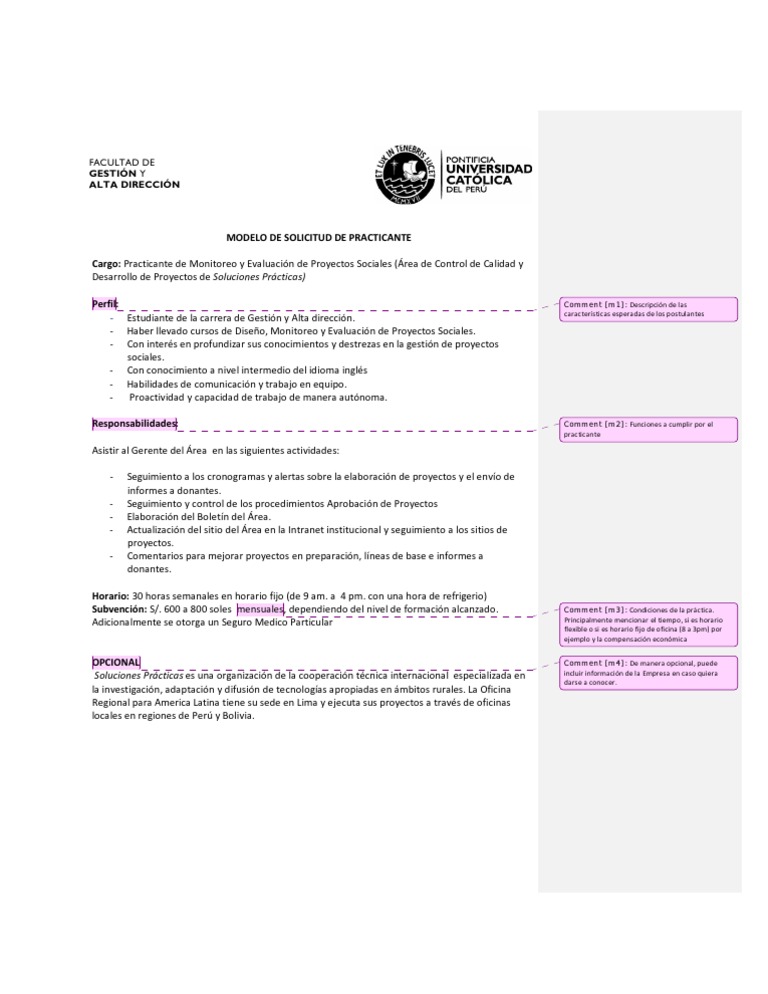 Modelo de Solicitud de Practicante