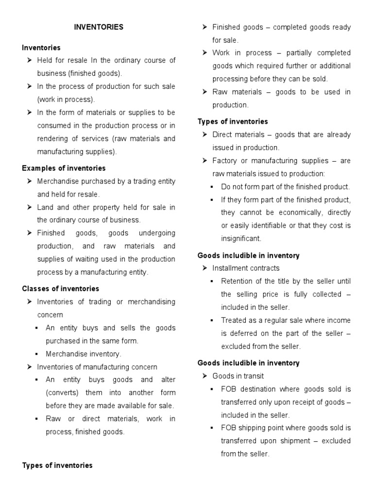 Cfas - Inventories | PDF | Inventory | Cost Of Goods Sold