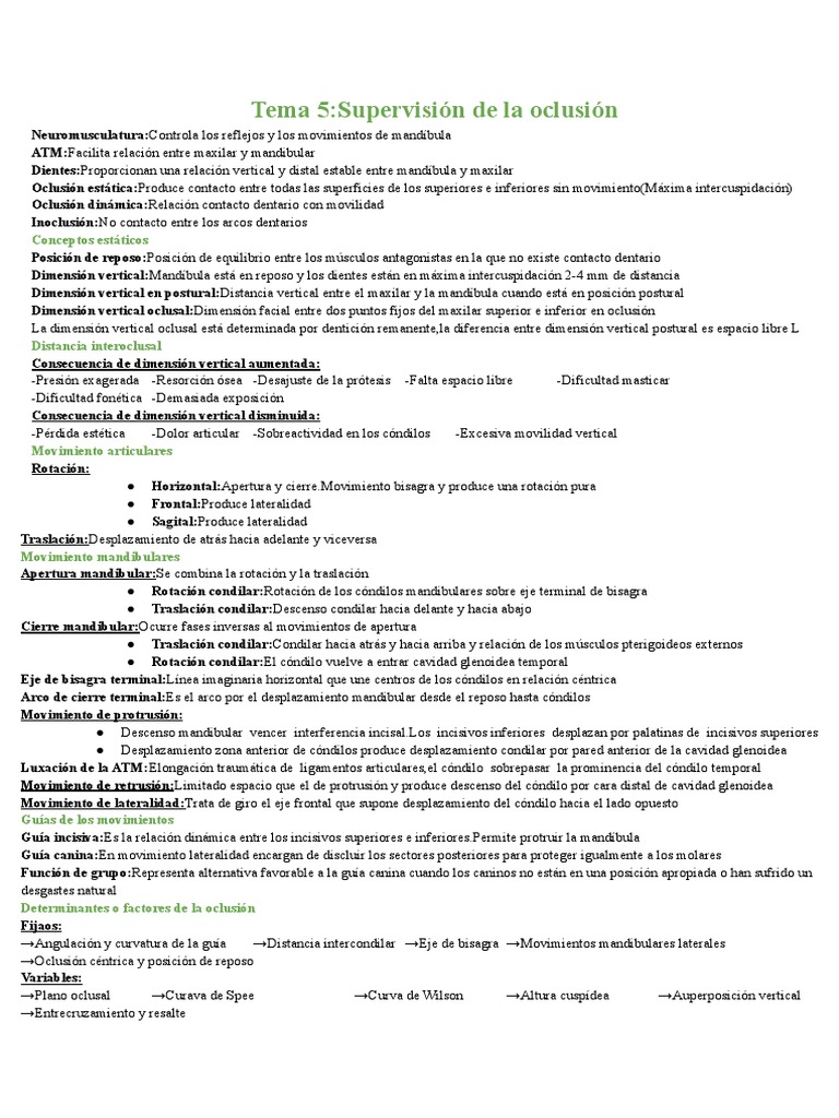 Tema 5 - Supervisión de La Oclusión | PDF