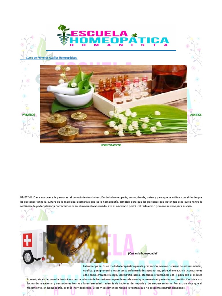 Curso de Primeros Auxilios en Medicamento Homeopatico Manual | PDF ...