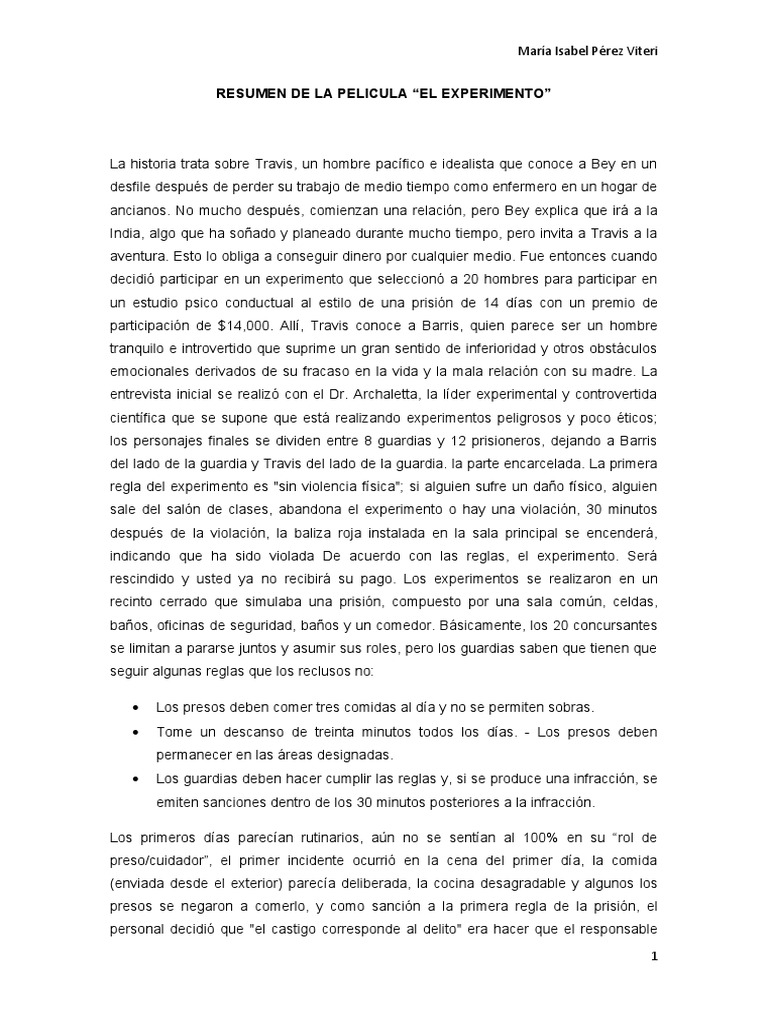 Resumen de La Pelicula El Experimento | PDF | Prisión