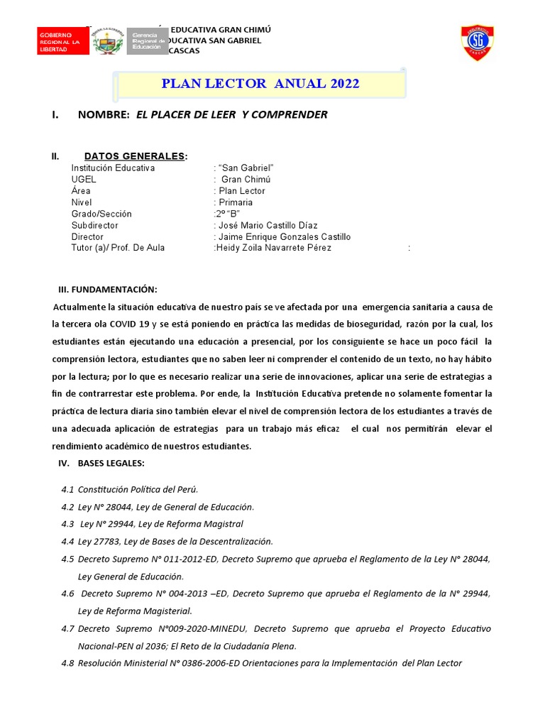 Plan Lector 2022 | PDF | Educación primaria | Método de enseñanza