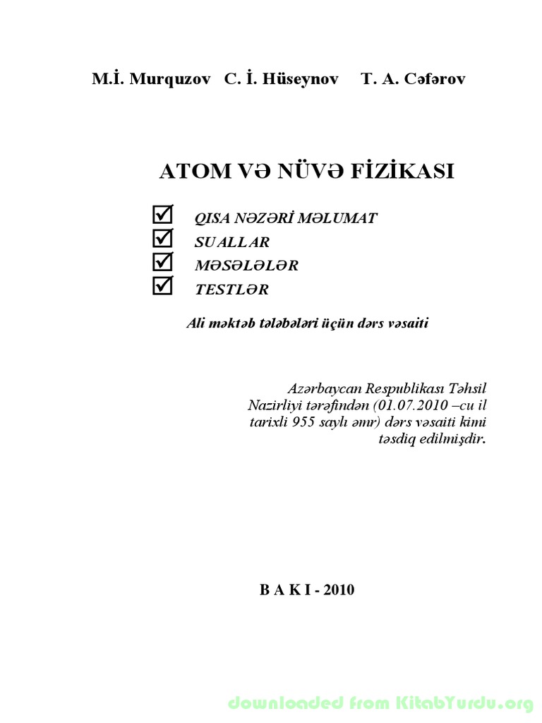 (Kitabyurdu - Org) Atom Ve Nuve Fizikasi | PDF