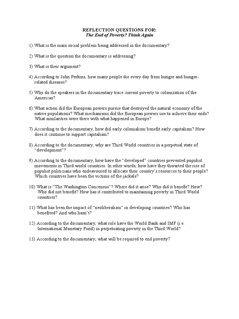 R Questions - The End of Poverty | PDF