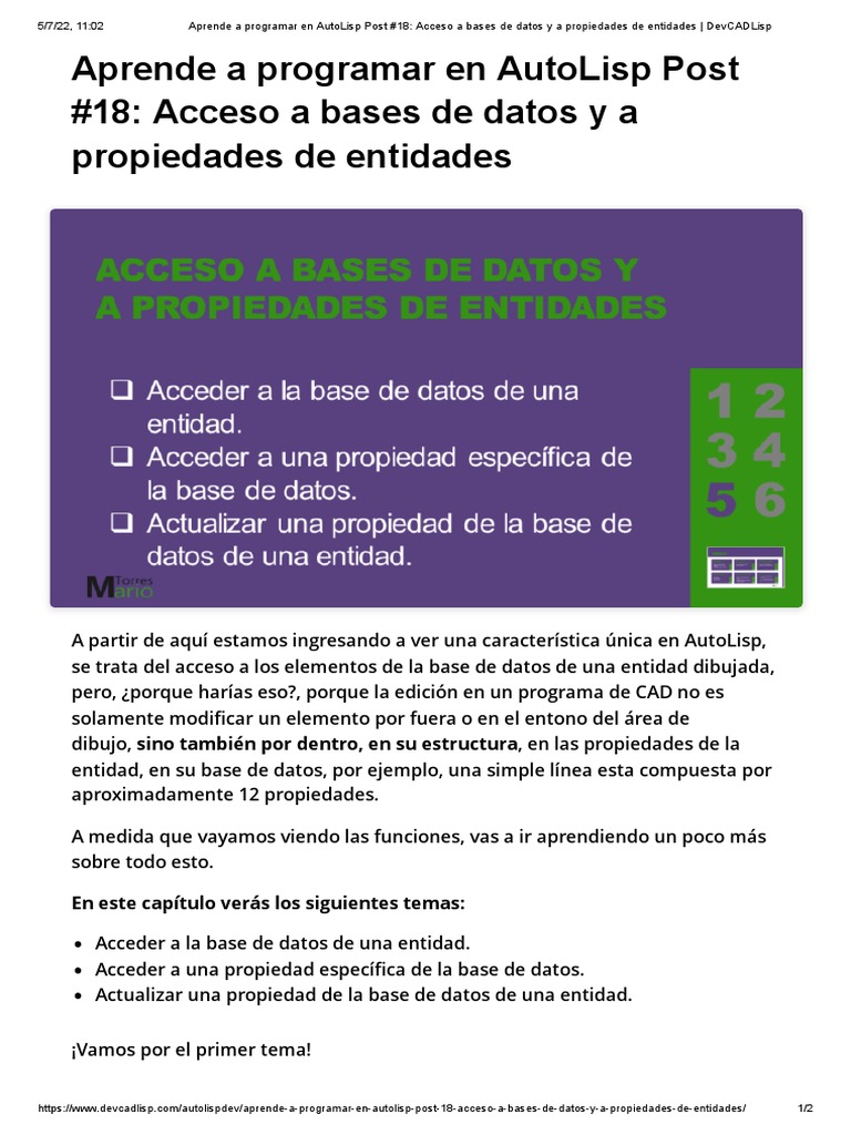 Aprende A Programar en AutoLisp Post #18 - Acceso A Bases de Datos y A Propiedades de Entidades ...