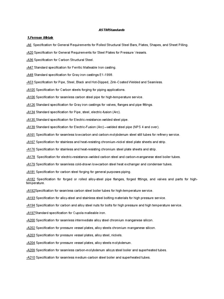 ASTM Standards for Ferrous Metals | PDF | Steel | Stainless Steel