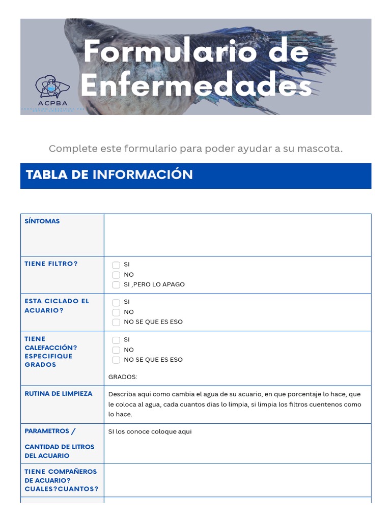 Planilla de Enfermedades ACPBA | PDF