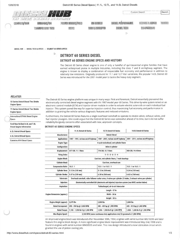 Detroit Series 60 Tune Up | PDF