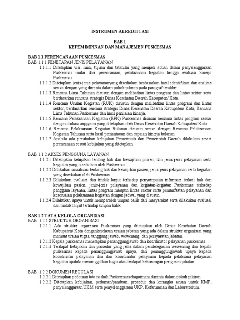 Instrumen Akreditasi Bab I | PDF