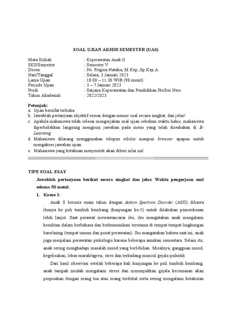 Soal Uas Essay | PDF