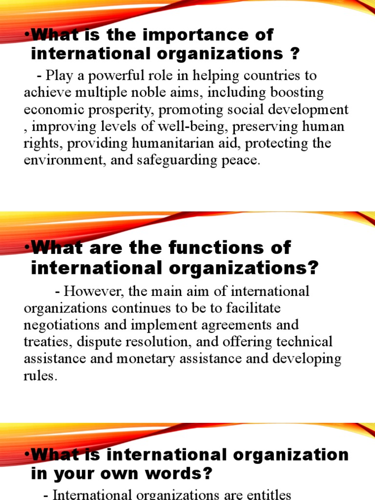 The Main Purposes of IGOs Were | PDF