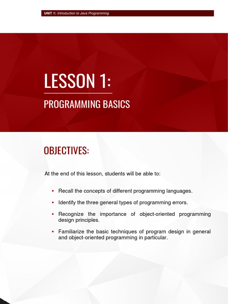Oopunit1 Introtojava Pdf Java Programming Language Class Computer Programming 7569