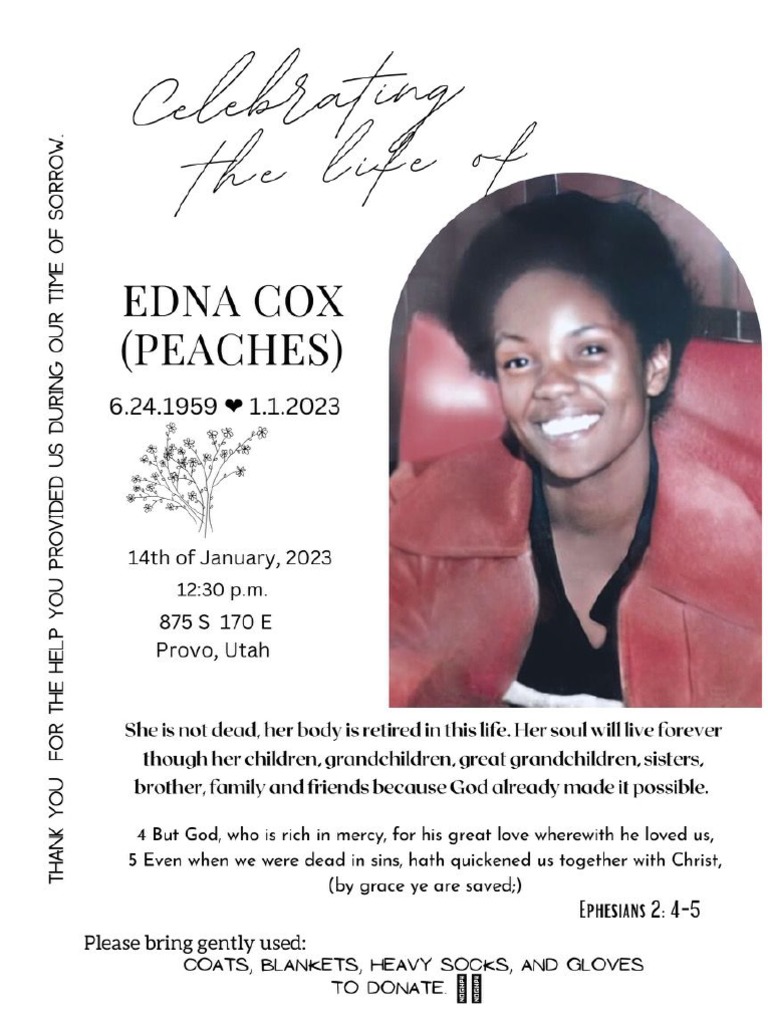 Celebration of Life For Edna Cox-Peaches | PDF
