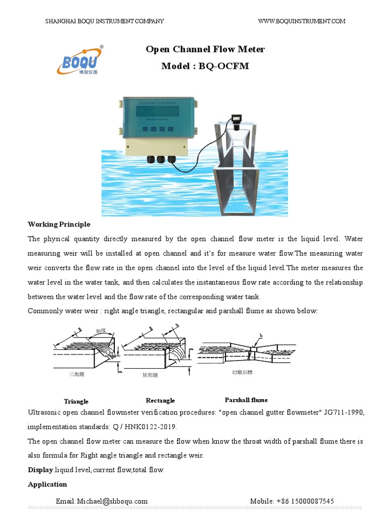 BQ-OCFM Open Channel Flow Meter | PDF | Technology & Engineering