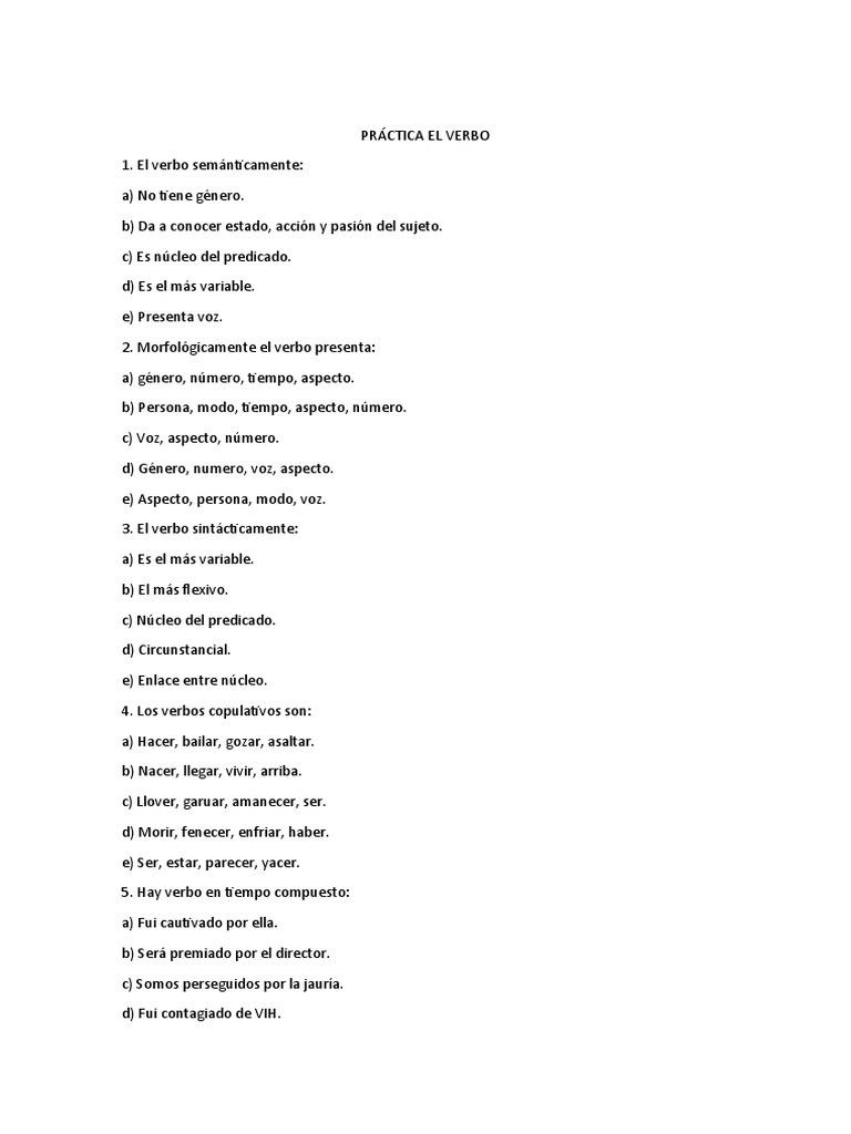 Claves del Verbo en Gramática Española | PDF | Verbo | Oración ...