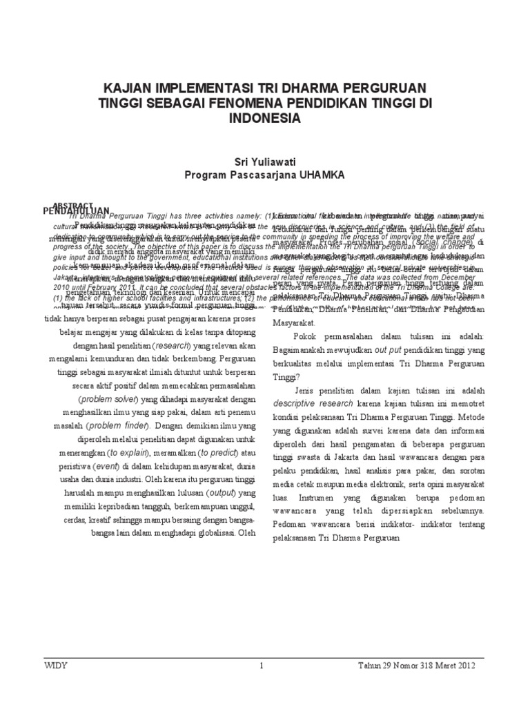 Kajian Implementasi Tri Dharma Perguruan | PDF