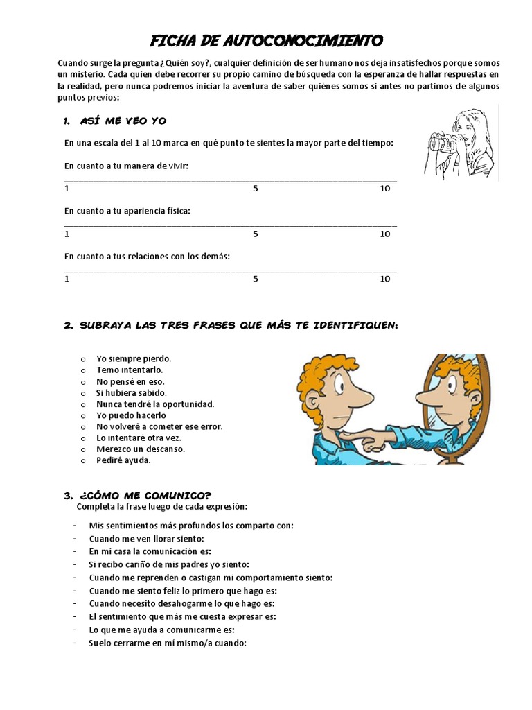 Ficha de Autoconocimiento Adolescente | PDF | Crecimiento personal y ...