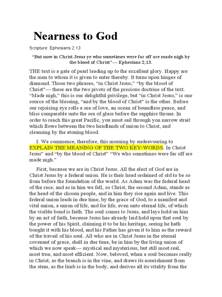 Ephesians 2 13 Nearness To God - Charles Spurgeon | PDF | Jesus | Aaron