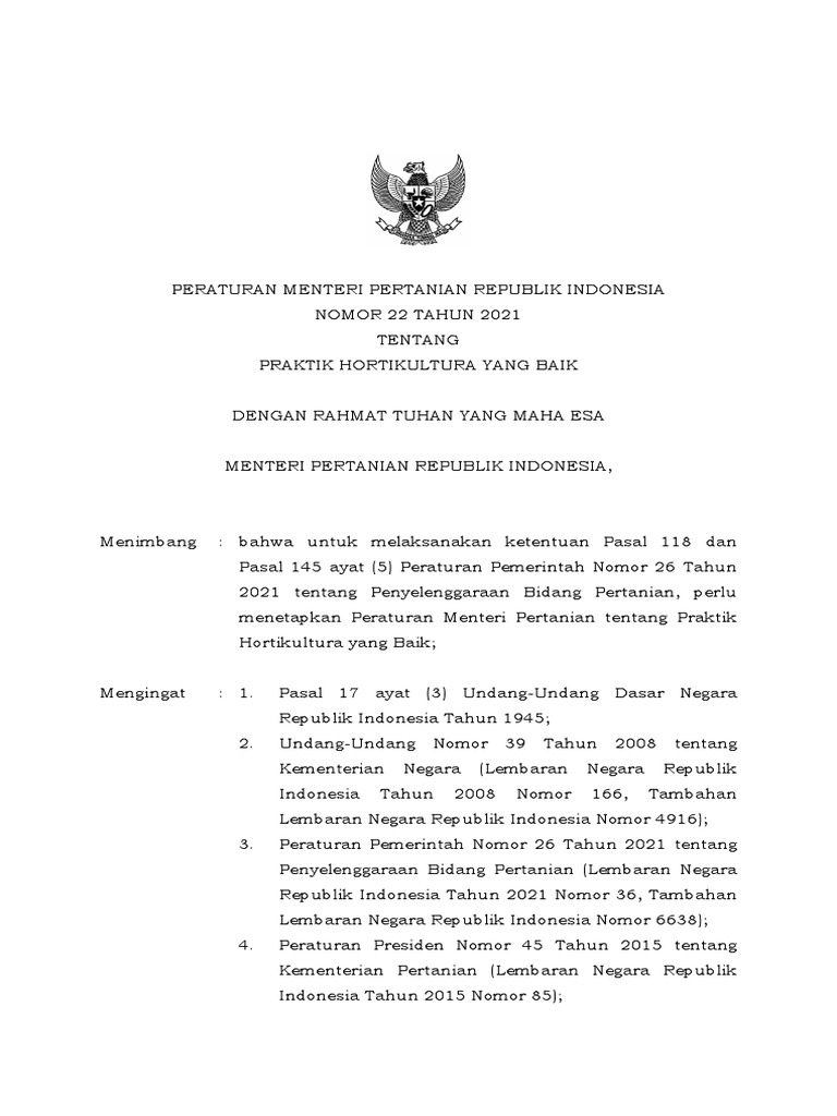 2021-Permentan-Nomor-22 Tahun 2021 - (Peraturanpedia - Id) | PDF ...