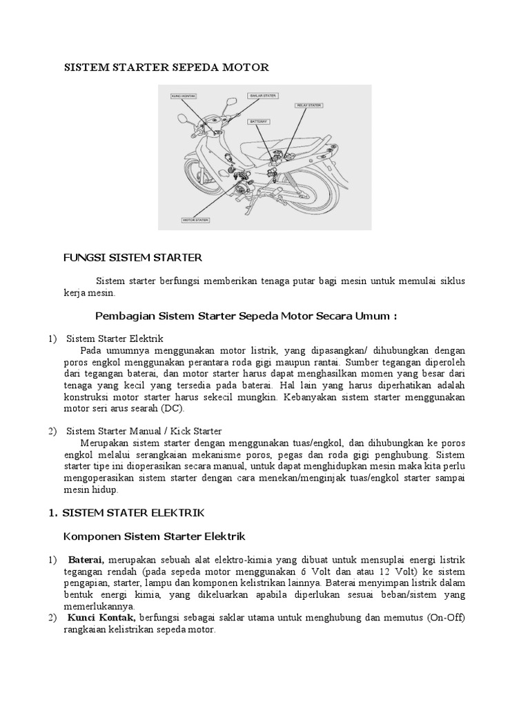 Sistem Starter Sepeda Motor | PDF