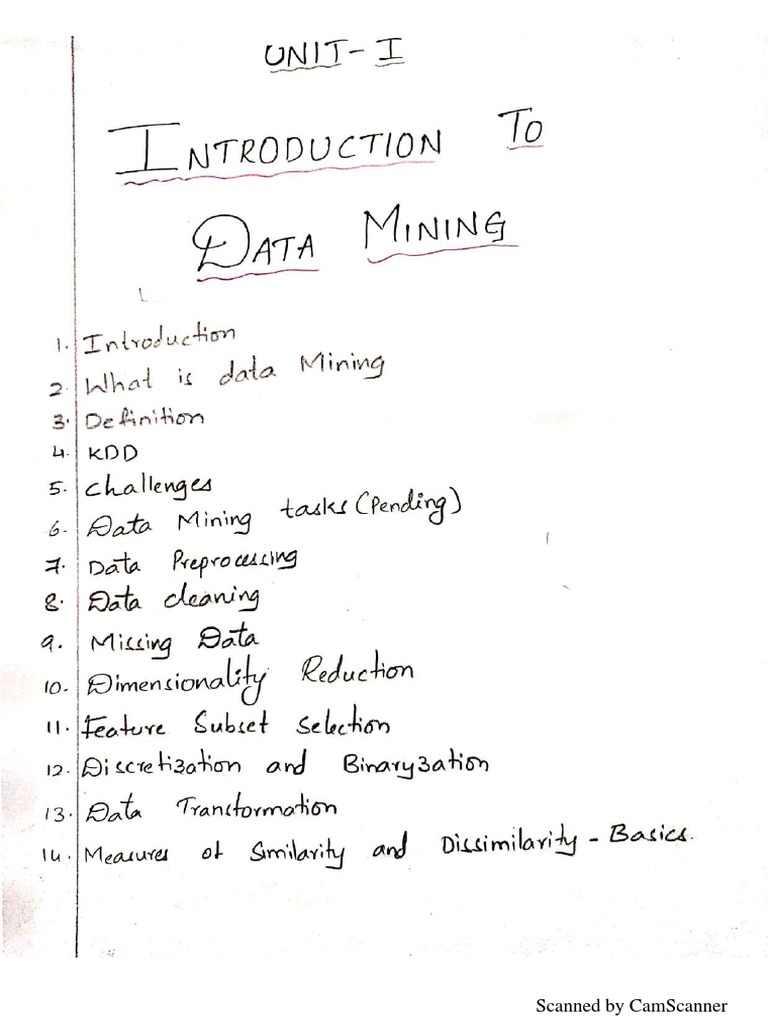 Data Mining Unit-1 Lecture Notes | PDF