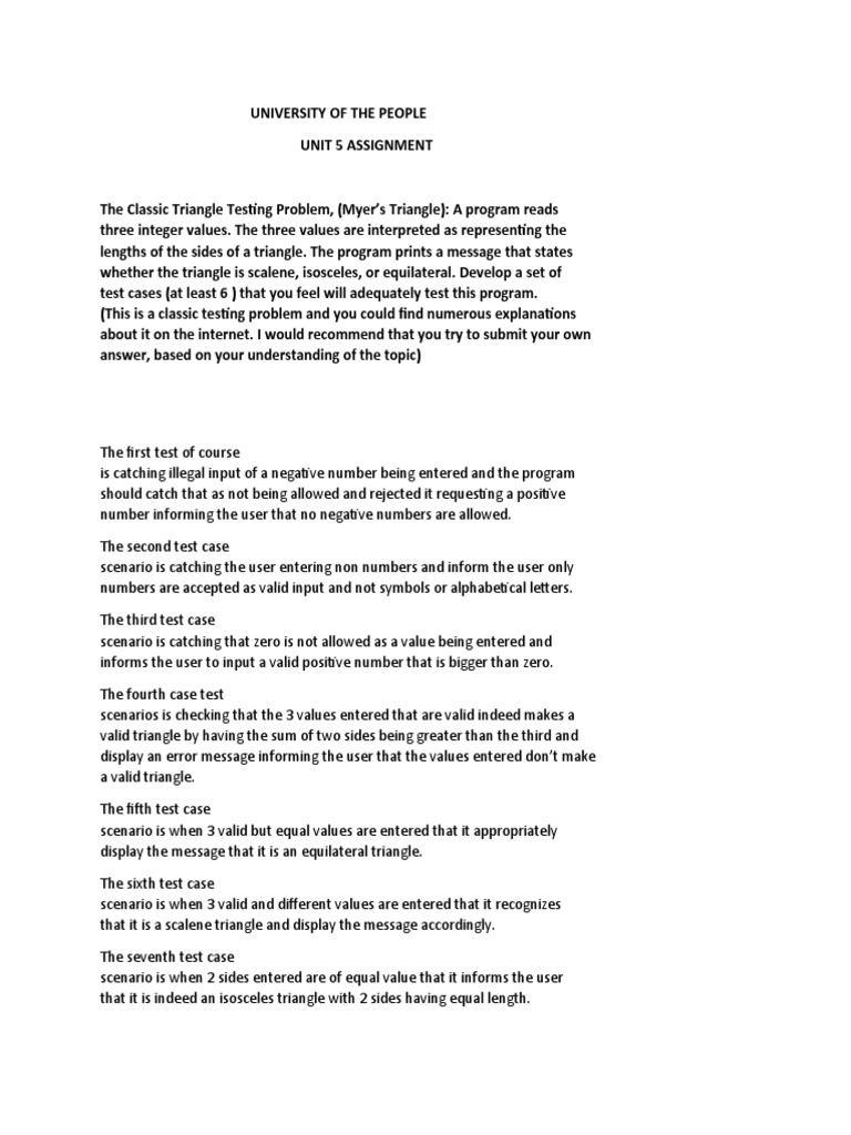 Triangle Type Testing Program Guide | PDF
