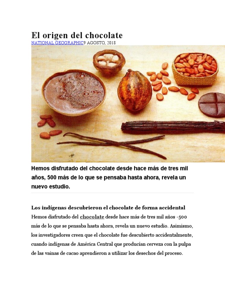 El Origen Del Chocolate | PDF | Chocolate | Cerveza