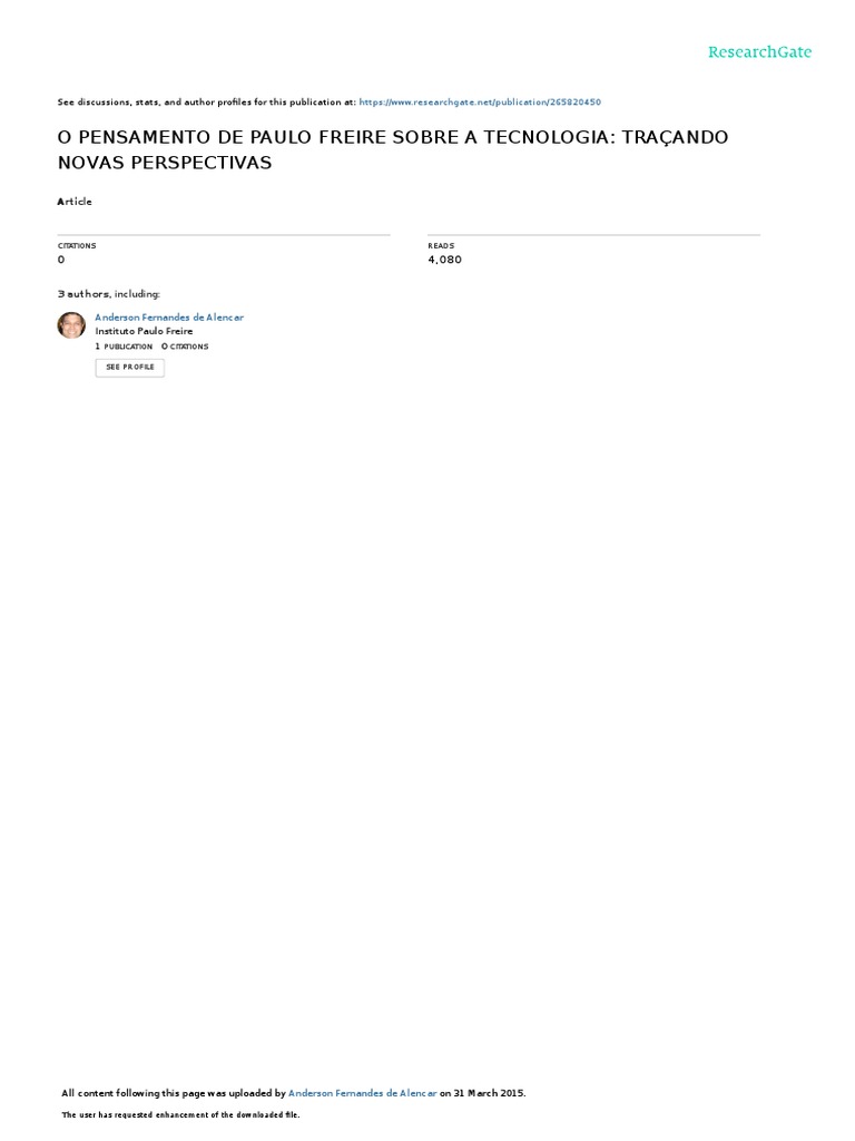 O Pensamento de Paulo Freire Sobre A Tec | PDF