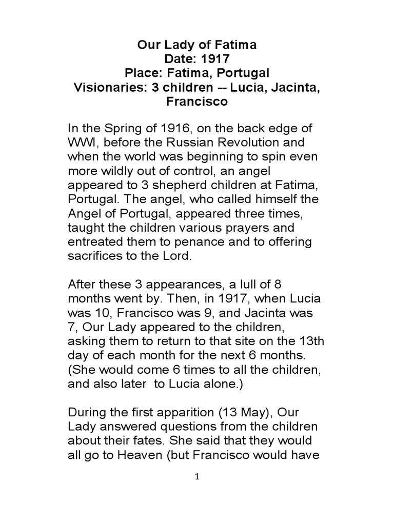 Our Lady of Fatima | PDF | Our Lady Of Fátima | Mary, Mother Of Jesus