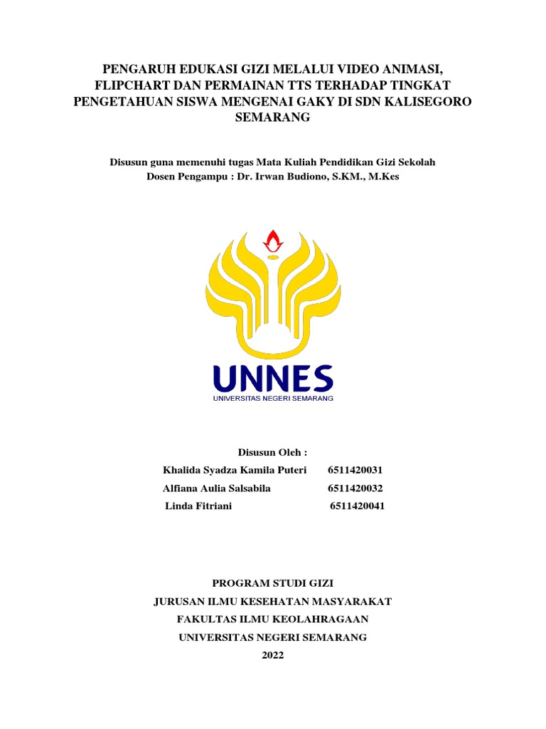 Kelompok 9 - Laporan Observasi Pendidikan Gizi Sekolah | PDF