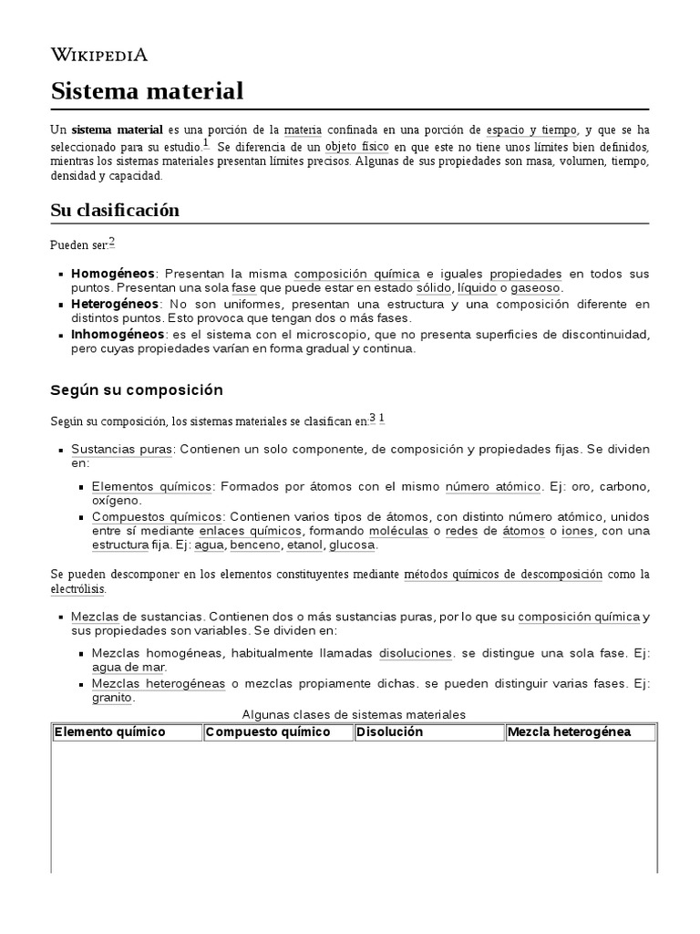 Clasificación de sistemas materiales | PDF | Mezcla | Química