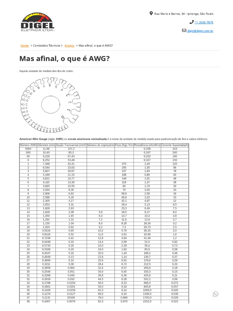 Tabela AWG | PDF | Eletricidade | Engenharia Elétrica