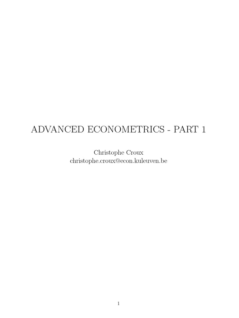 Cursus Advanced Econometrics Pdf P Value Errors And Residuals