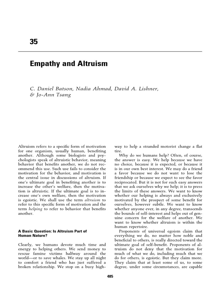 Empathy and Altruism | PDF | Empathy | Altruism
