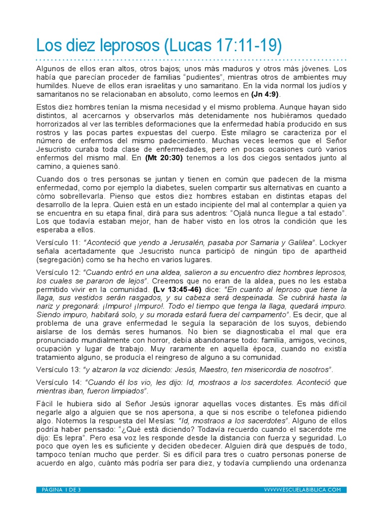 Los Diez Leprosos | PDF | Jesús | Lepra