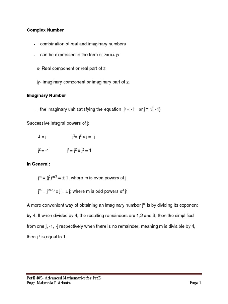 Complex Number Operations and Logarithms | PDF | Complex Number ...