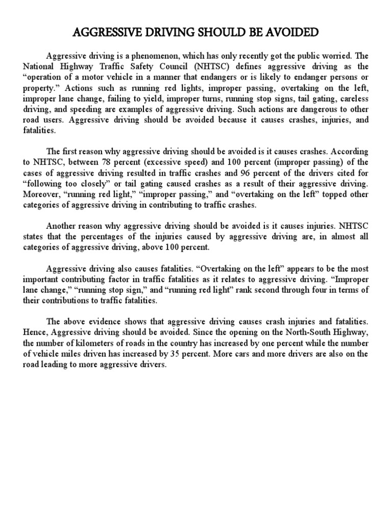 Avoiding Aggressive Driving Risks | PDF | Social Science