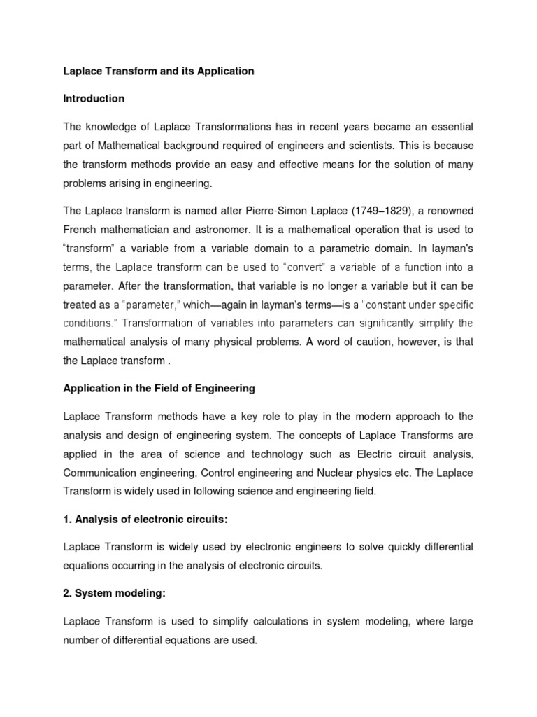 Laplace Transform and Its Application | PDF