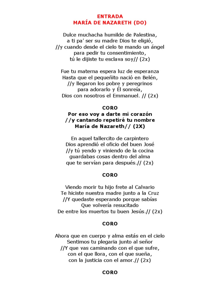 Letra y acordes de María de Nazaret | PDF | María, madre de Jesús