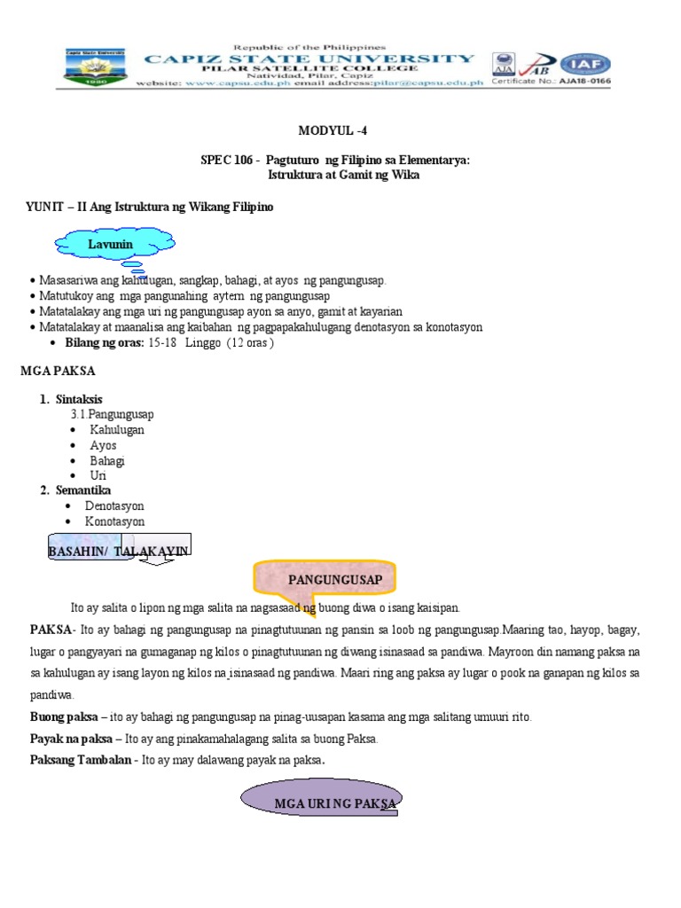SPEC 106 Modyul Yunit 4 | PDF