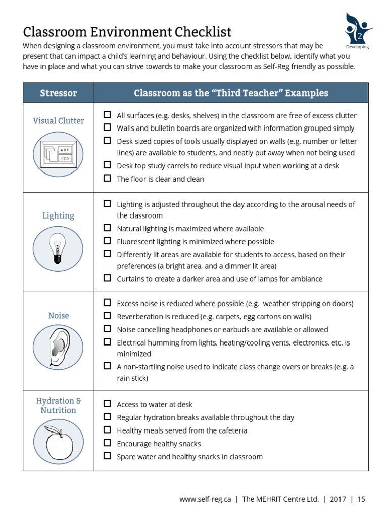 Designing a Self-Regulating Classroom: A Checklist for Identifying ...