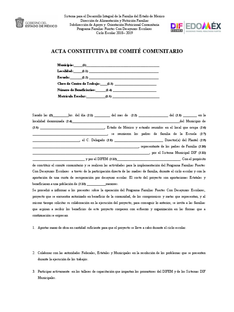 Acta Constitutiva de Comite 2018-2019 | PDF | México