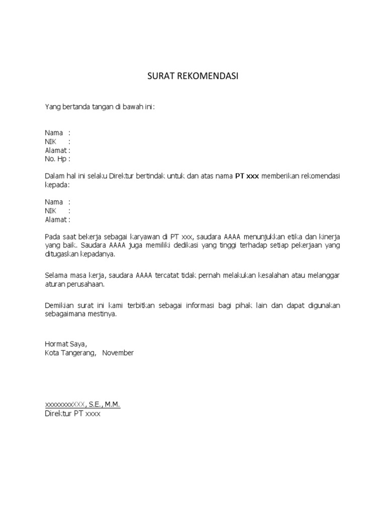 Surat Rekomendasi | PDF