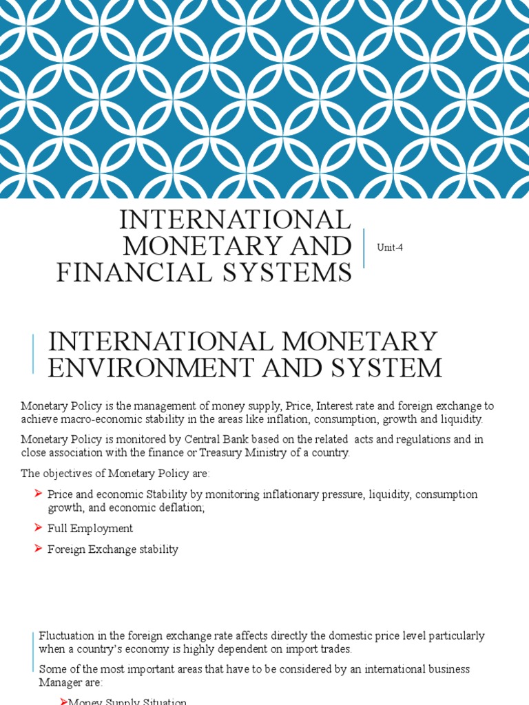 International Monetary and Financial Systems - Chapter-4 Mbs | PDF ...