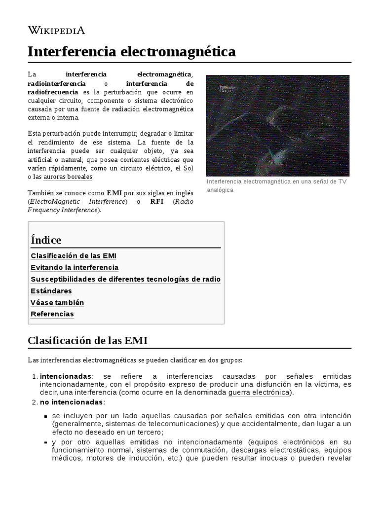 Interferencia_electromagnética | PDF | Interferencia electromagnetica | Ingenieria Eléctrica