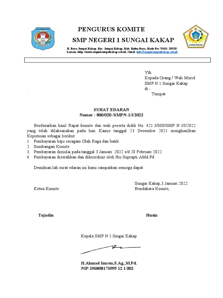 Contoh Surat Komite | PDF