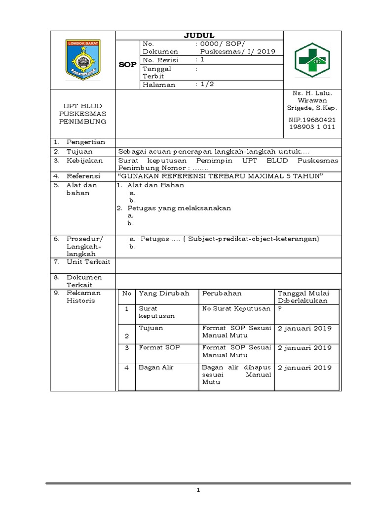 SOP 2019 Revisi 1 | PDF
