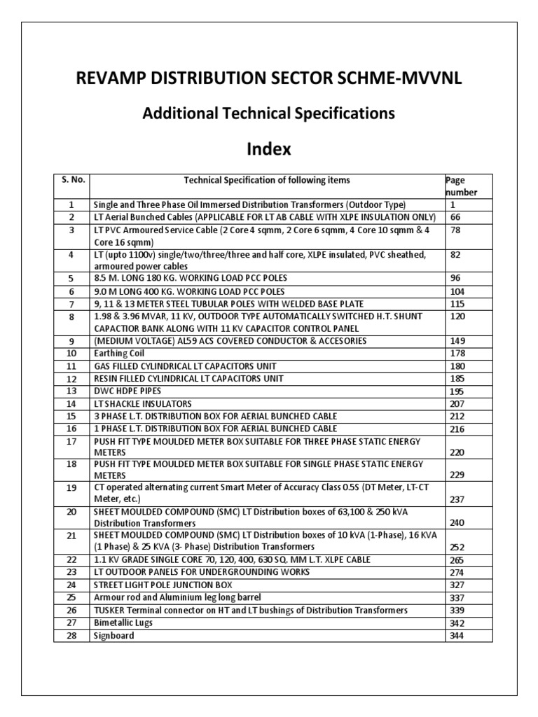 AdditionalTechnicalSpecifications (RDSS MVVNL) Compressed | PDF | Screw ...